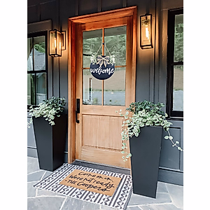 Welcome Sign Porch Decor, Rustic Wooden Door Hangers Front Door Outdoor Hanging Vertical Sign (Black)
