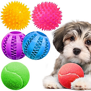 Pacific Pups Products Balls for Dogs - 6 Balls Dog Ball Pack - Small Dog Balls & Dog Balls for Medium Dogs - Dog Tennis Balls, Squeaky Balls for Dogs & Dog Treat Toys