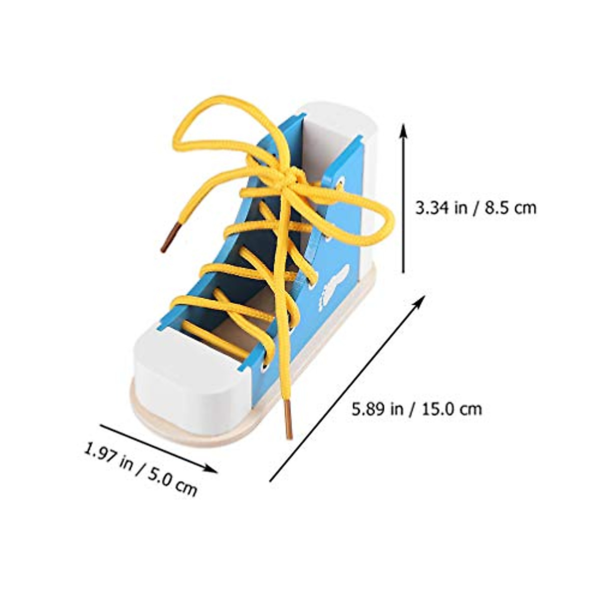 NUOBESTY Learn to Tie Shoes Wooden Lacing Shoe Toy Shoelaces Tying Toy Teaching Kit for Kids, Blue