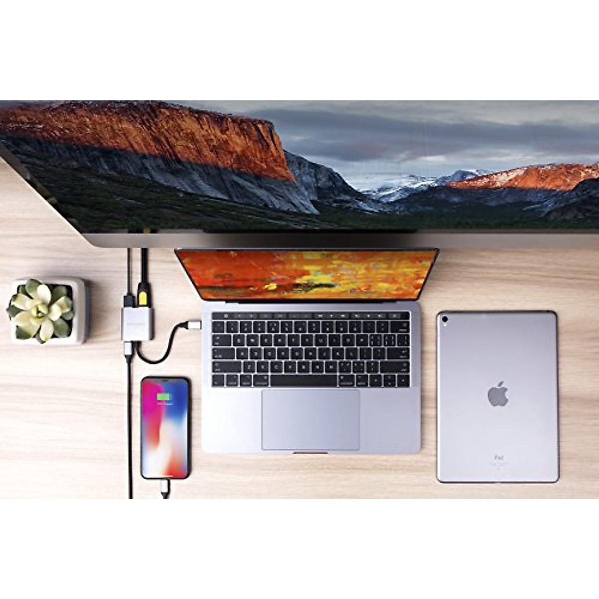 HyperDrive USB C to Hdmi 4k, USB-A 3.0 and 60W USB-C Adaptor | 3-in-1 Adapter for MacBook, Ultrabook, Chromebook and USBC Devices | Hyperdrive by Sanho | Silver