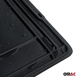 OMAC Under The Sink Mat, Trimmable, 34.6 x 22.4 inch, Waterproof, Cabinet Liner Protector for Kitchen and Bathroom, Undersink Tray, Rubber, Black