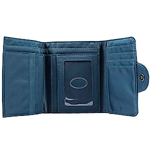 Big Skinny Women's Trixie Tri-Fold Leather Wallet, Holds Up to 30 Cards, Compact,Lightweight, Teal