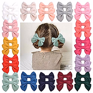 32PCS/16Colors 3.5 Inches Baby Girls Hair Bows Clips Alligator Clips Felt Woolen Hair Barrettes Hair Accessories for Toddlers Infants Kids and Little Girls