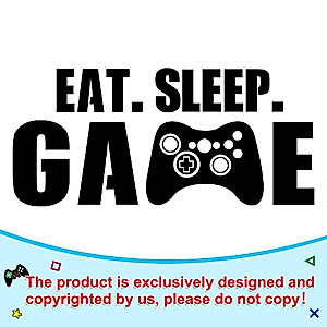 Eat Sleep Game Wall Decal Glow in The Dark Gamer Boy Wall Stickers Vinyl Video Game Room Decor Gaming Controller Wall Decals for Boys Bedroom Kids Girls Men Playroom Game Wall Decor… (Large Size, Sky blue)