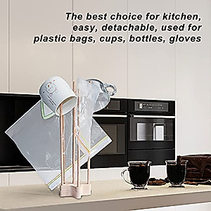 NOKI Plastic Bag Drying Rack, Reusable Ziplock Bag & Cups Dryer Rack, Water Bottle Drying Rack, Wooden Multi-Purpose Drying Rack for Kitchen Counter.