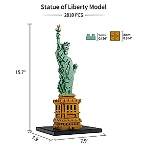 Geniteen Micro Mini Block Statue of Liberty Model Building Kit World Famous Architectural Model Collection Building Set, 2810 PCS