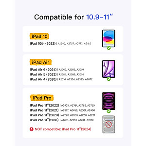 Inateck for iPad 10th Gen Case with Keyboard, Ultralight iPad Keyboard Case for iPad 10 Gen 2022,iPad Air 6 2024 11",iPad Air 5/4(2022/2020) 10.9",iPad Pro 11 4/3/2/1,with Pencil Holder,BK2007 Gray