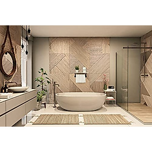 Industrial Bathroom Shelf w/ Pipe Towel Bar – Farmhouse Towel Rack Made of Paulownia Wood and Cast Iron, Pipe Rack in Black Matte – Wall Mount Hand Towel Holder for Rustic Décor w/ Single Wooden Shelf