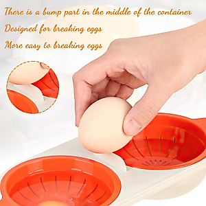 Microwave Egg Poacher, 2-Cup Eggs Microwave Egg Cooker Drain Egg Poacher Non Stick Egg Cooker for Microwave or Stovetop Egg Cooking, Orange