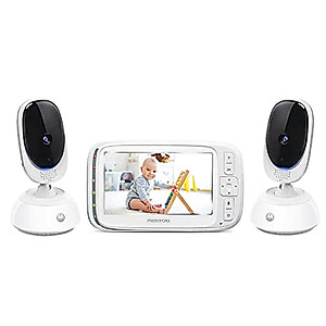 Motorola Comfort75-2 Video Baby Monitor - Infant Wireless Camera with Remote Pan, Digital Zoom, Temperature Sensor - 5 Inch LCD Color Screen Display with Night Vision (Renewed)