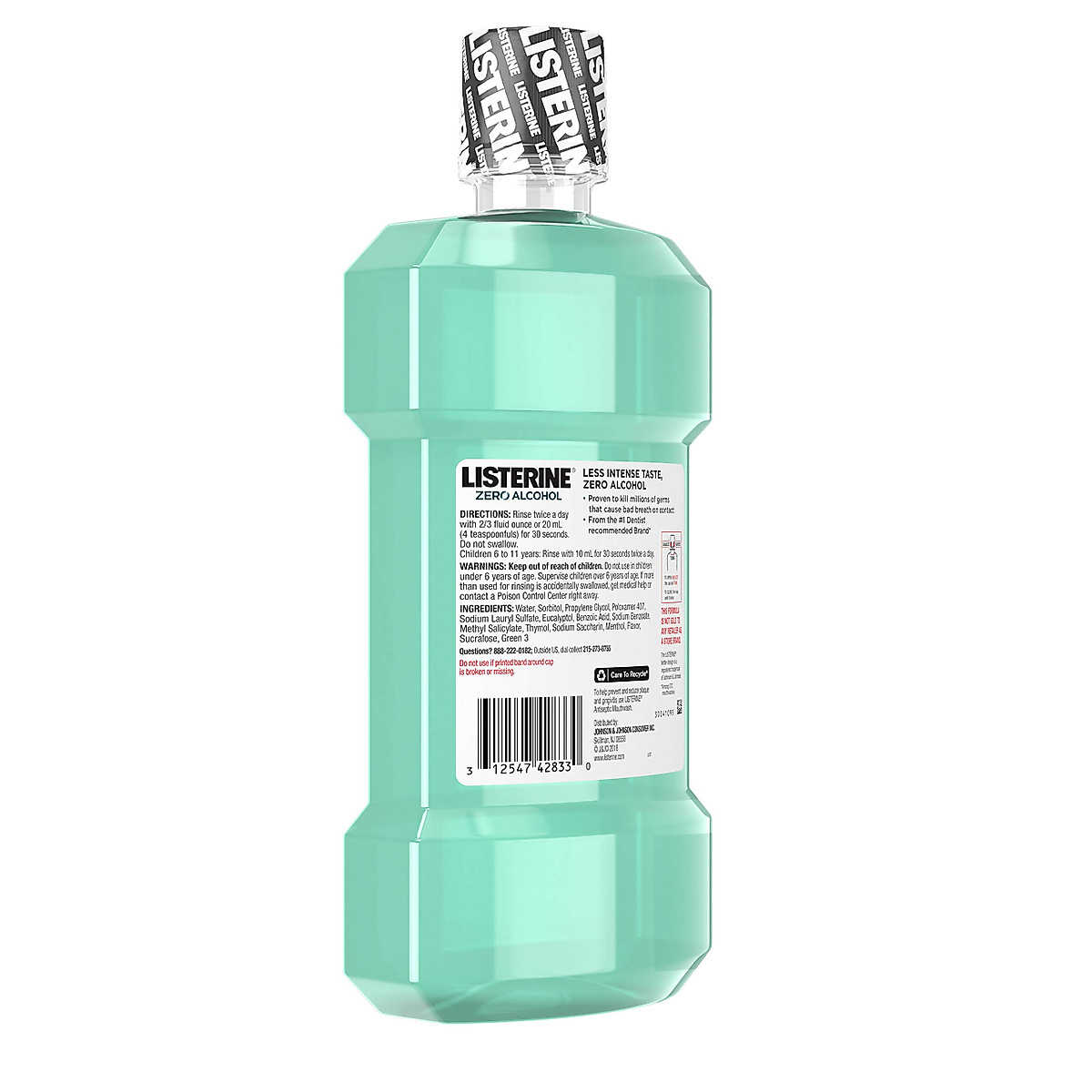 Listerine Zero Mouthwash, Clean Mint, 1 Liter