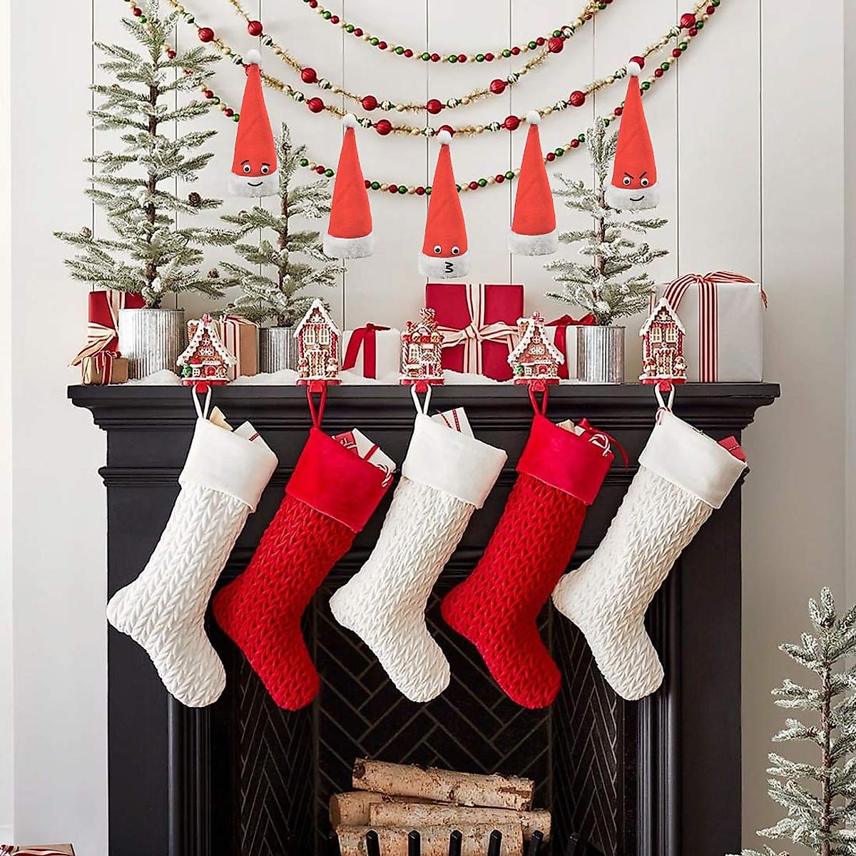 Puimentiua 32pcs Christmas Santa Claus Hat Knife and Fork Silverware Holder Pockets Candy Cover for Christmas Party Decoration