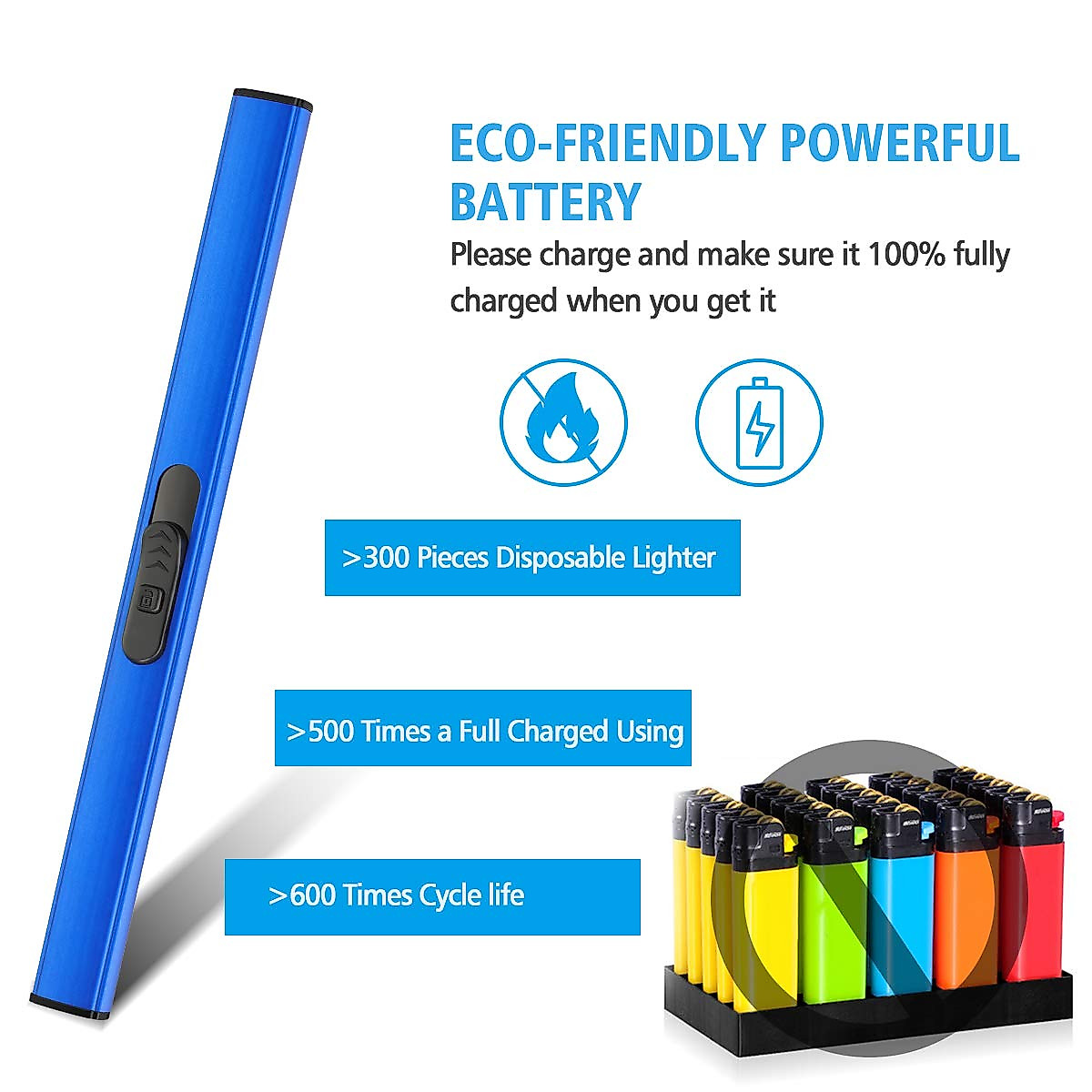 2 Pack Candle Electric Lighter, USB Rechargeable Arc Plasma Windproof Portable Flameless Lighter, No Fuel Needed, Sleek Design, Triple Safety, Perfect for Kitchen Camping Xmas, Blue+Gold