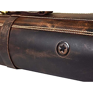 Leather Knife Roll Storage Bag, Elastic and Expandable 10 Pockets, Adjustable/Detachable Shoulder Strap, Travel-Friendly Chef Knife Case (Dark Brown, Leather)