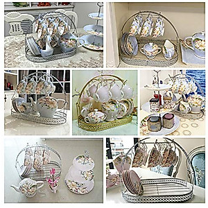 Mug Holder Coffee Cup Holder Stand Dishes Organizer Wrought Iron Mug Drainer Storage Drying Rack for Counter Cabinet Table Kitchen Restaurant Office (Silver A)