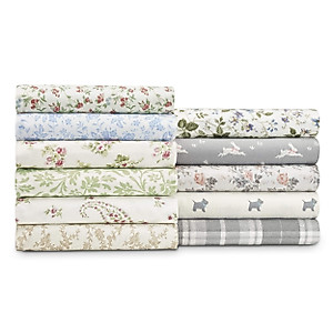 Laura Ashley Home Sateen Collection Bed Sheet Set - 100% Cotton, Silky Smooth & Luminous Sheen, Wrinkle-Resistant Bedding, 4 Pieces, Queen, Bristol Paisley