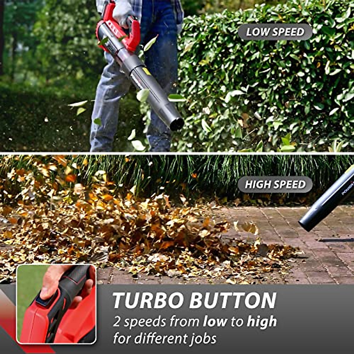 PowerSmart 20V Cordless Leaf Blower with 2PCS 1.5Ah Battery and Charger, Blowers for Lawn Care, Snow Blowing & Yard Cleaning