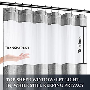 Yimobra Waffle Weave Shower Curtain Set with Snap-in Fabric Liner, Heavyweight Fabric with 12 Hooks, Waterproof and Washable, Mesh Top Window, 72 "x 72", Grey