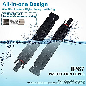 Leehitech 15A Solar Fuse Holder Inline with Male and Female Connector for Solar Panel and Solar Controller, Waterproof Solar Fuse Connector, Solar Surge Protection Device 5pcs