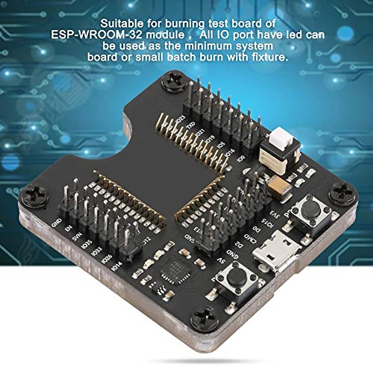 1 pcs ESP-WROOM-32 Adapter, Small Batch Test Burn Fixture Test Board Burn Fixture for ESP-WROOM-32 Minimum System Development Board 27g/1.0oz