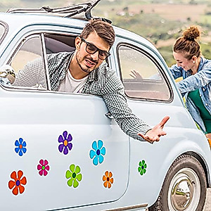 Car Flower Magnet Funny Magnetic Decals Decorations Cute Fridge Magnets 60s Flower Cutout Magnet for Car Home Door Whiteboard Refrigerator (16 Pieces,3.9 x 3.9 Inch, 2.2 x 2.2 Inch)