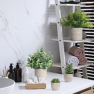 FIAHOSEY Set of 4 Fake Plant Indoor, Artificial Potted Eucalyptus Rosemary Mini Succulents Faux Plants in Paper Pulp Pots for Home Decor Living Room Bedroom Desktop Bookshelf Decoration