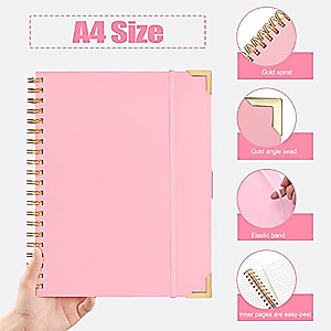 EOOUT Spiral Notebook 8.5 x 11 Hardcover Spiral Journals for Women, 300 Pages College Ruled 3 Subject for Work, Back to School, Gifts