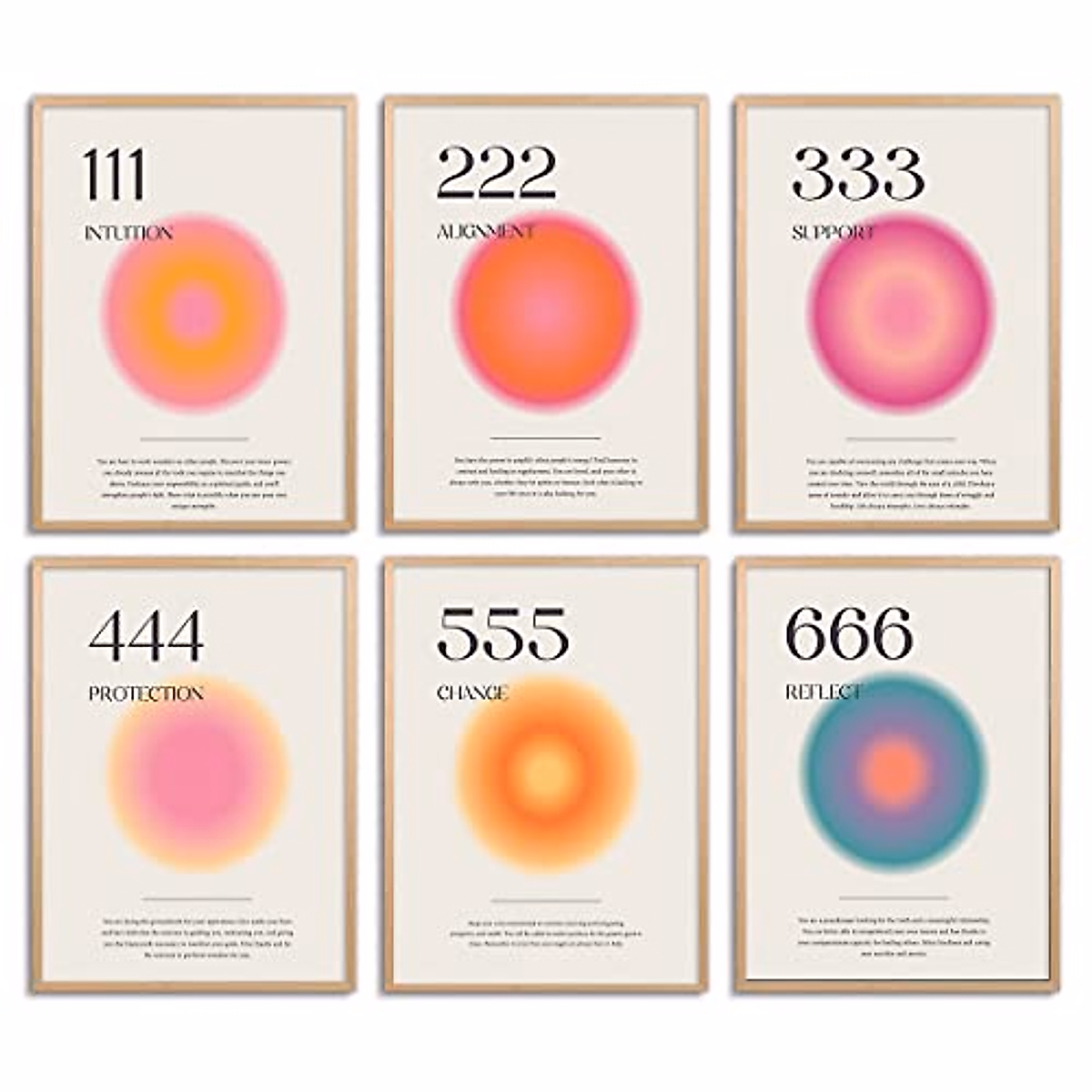 Aura Angel Numbers Poster Sets of 6 for Room Aesthetic Minimalist Inspirational Quotes Canvas Wall Art Bedroom Aesthetic Decor 8x10 Inch Unframed