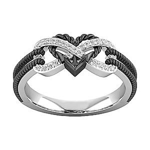 Infinite Love Heart Shaped Ring Set for Her and Him Silver Celtic Dragon Ring Matching Lover Couple Rings for Wedding Bands Anniversary Engagement Promise Rings Bridal Sets