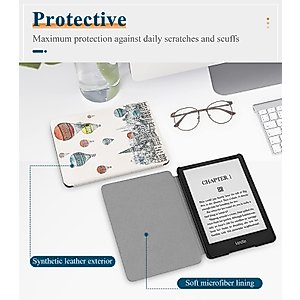 Dadanism Case Fits Amazon 6.8" Kindle Paperwhite(11th Generation 2021 Release), Casing Shell Cover with Auto Wake/Sleep for Kindle Paperwhite Signature Edition and E-Reader Protector, City Balloon