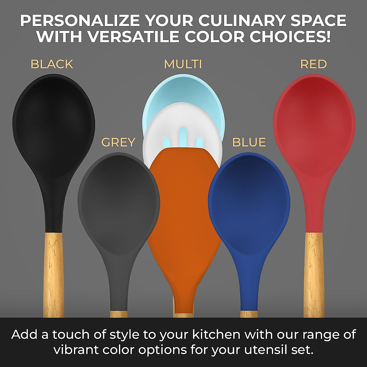 Kaluns Silicone Kitchen Utensils Set, Premium Non Stick Silicone Cooking Utensils Set - 21 Pcs Wooden Handle Silicone Spatula Set 446°F Heat Resistant - Kitchen Gadgets Home Essentials