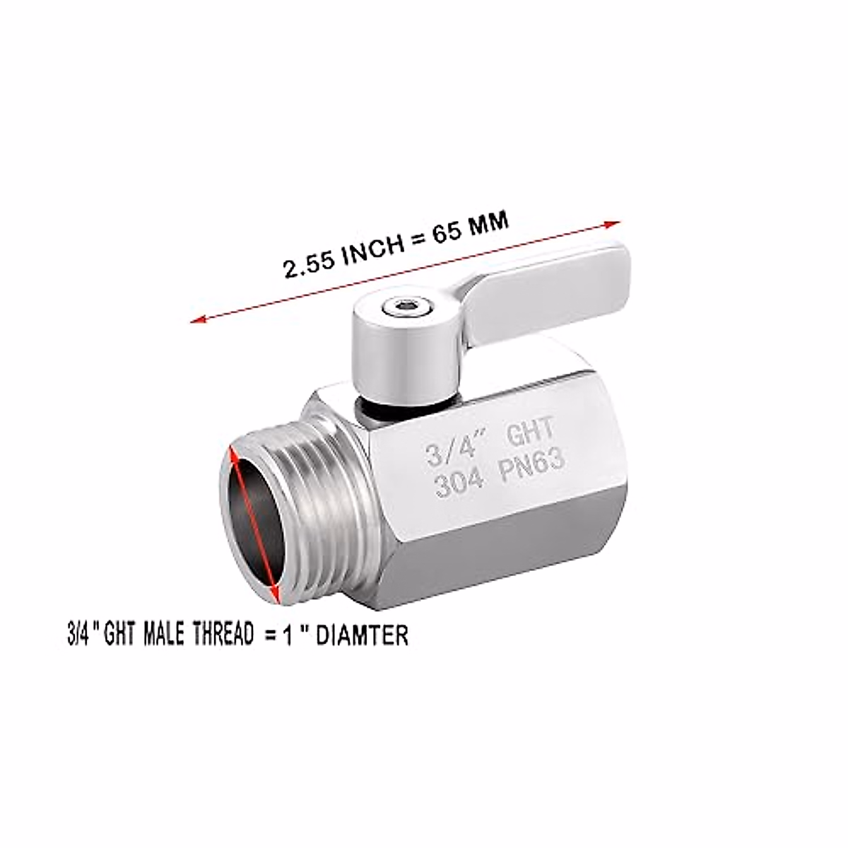 Walkinginrain Stainless Steel Garden Hose Shut Off Valve,3/4" GHT Female × 3/4" GHT Male