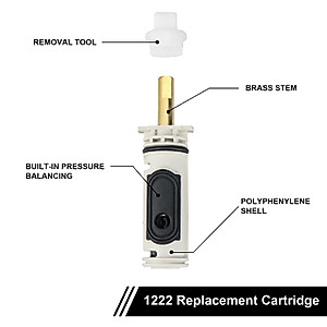 1222 One-Handle Posi-Temp Faucet Replacement Cartridge | Compatible with Shower Only Configurations and Moen Tub Shower | Aftermarket Replacement | Durable Brass and Plastic