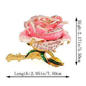 QIFU Decorative Hand Painted Rose Hinged Jewelry Trinket Box Unique Gift Home Decor