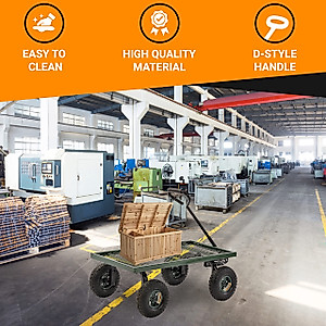 Juggernaut Carts Outdoor Beach Wagon and Garden Cart with Wheels, Steel Mesh Design, and 1000 Pound Load Capacity, Green