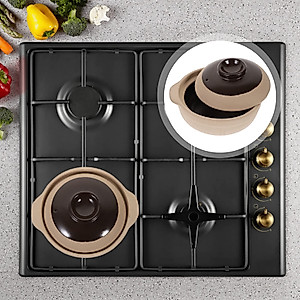 LIFKOME Clay Casserole Chinese Clay Pot Japanese Donabe Korean Stone Pot Ceramic Cooking Pot Earthenware Stew Pot Stockpot with Lid for Home Restaurant