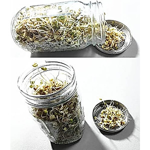 Mason Jar Regular Mouth Shaker Lids 316 Stainless Steel Wide Mouth Sprouting Lids Screen Mesh Strainer Lid for Salad Sprouts Alfalfa Broccoli Seeds Sprouter Kit