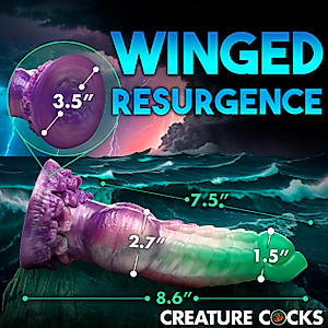 CREATURE COCKS Aqua Phoenix Silicone Dildo for Men, Women & Couples. Firm and Flexible, Strong Suction Base, Fantasy Dildo, Unique Texture. Premium Phthalate-free & Body-safe Silicone. 1 Piece, Purple