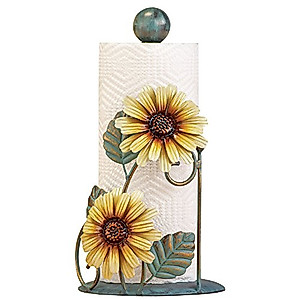 Collections Etc Metal Sunflower Paper Towel Holder, Yellow