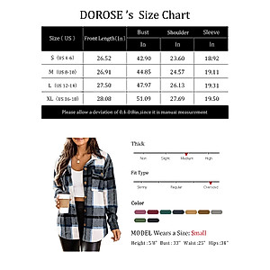 DOROSE Shackets For Women Flannel Shirt Fall Long Sleeve Button Down Plaid Jackets Coat (Black, X-Large)