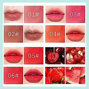 6 Colors Lip Tint Stain Set, Korean Lip Gloss Plumping Mini Liquid Lipstick, Multi-use Lip and Cheek Tint,Waterproof&Long Lasting,Natural Lip Stain Non-Sticky,Vivid Color (Avocado)