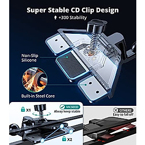 VICSEED 𝗠𝗶𝗹𝗶𝘁𝗮𝗿𝘆-𝗚𝗿𝗮𝗱𝗲 𝗦𝘁𝘂𝗿𝗱𝘆 Phone Mount for Car, 𝗨𝗽𝗴𝗿𝗮𝗱𝗲𝗱 𝗔𝗻𝘁𝗶 𝗦𝗵𝗮𝗸𝗲 CD Slot & Air Vent Thick Case Friendly Car Phone Holder Mount Fit for iPhone 14 13 All Phones