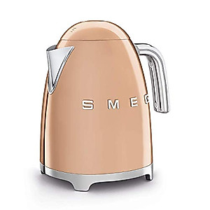 Smeg KLF03RGUS 50's Retro Style Aesthetic Electric Kettle with Embossed Logo, Rose Gold