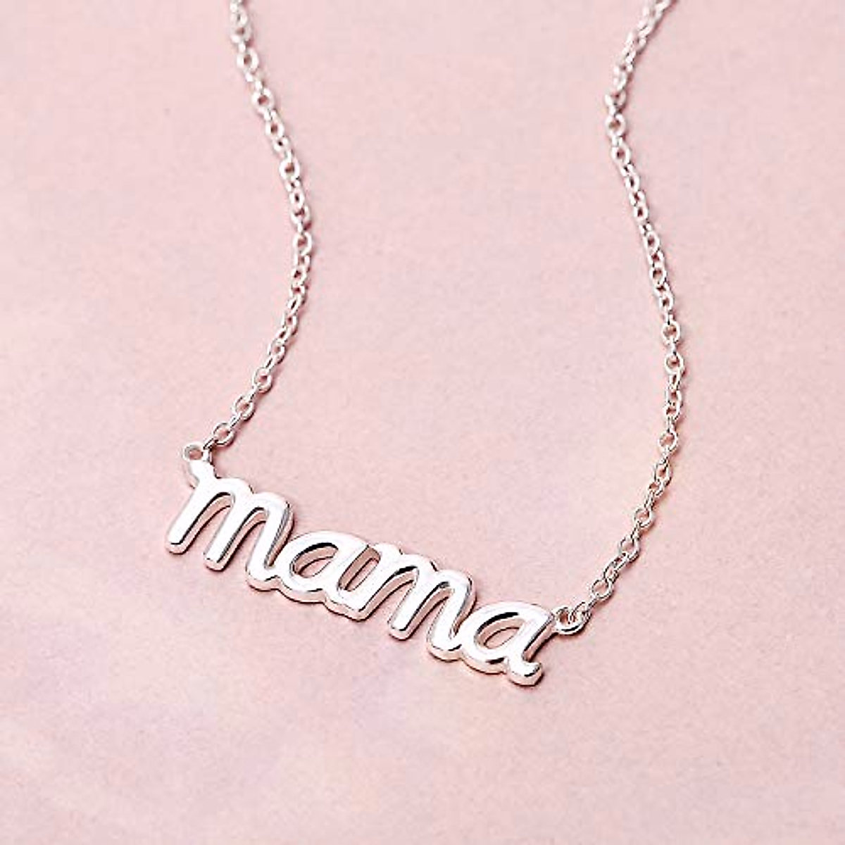 Personalized Name Plated Talk Station Pendant MAMA Word Necklace For Mother For Women Polished .925 Sterling Silver