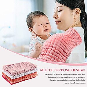 Hicarer 6 Pieces Large 20 x 10 Inch Muslin Burp Cloths Multi-Colors Muslin Washcloths Baby Burping Cloth Diapers 6 Absorbent Layers Muslin Face Towels for Baby (Pink Series)