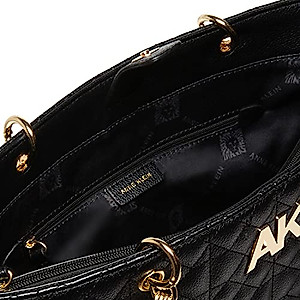 Anne Klein Womens Anne Klein quilted chain tote, Black, One Size US