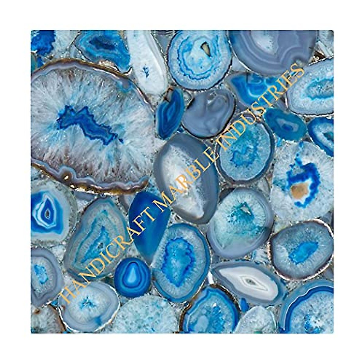 15" Inch Agate Square Table, Natural Agate Table, Square Coffee Table, Blue Agate Table, Square Agate Stone Table, Piece Of Conversation, Family HeirLoom