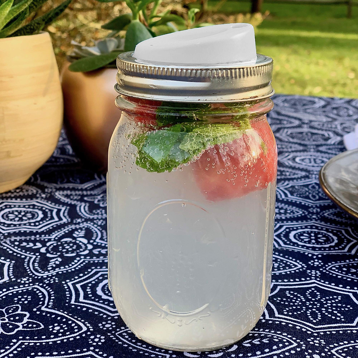 Jarware Translucent 82670 Regular Mouth Drink Lid, Set of 4, Without Straws