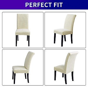 Howhic Stretch Chair Covers for Dining Room Set of 6, Removable Washable Dining Room Chair Covers, Dining Chair Slipcovers Seat Protector, Great for Home and Banquet Decoration (Ivory, 6 Pack)