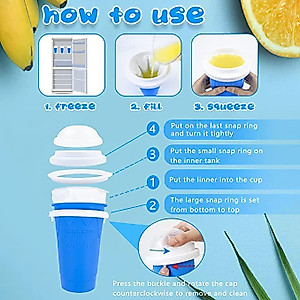GRETA COMMERCE Slushy Maker Cup Portable and Double Layer Ice Cream Maker Slushie Magic Cup for DIY Drinks Milk Shake (Blue)